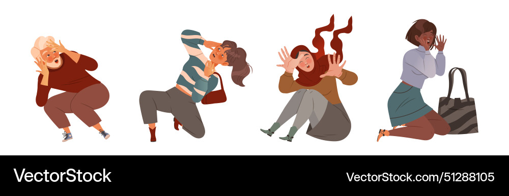 Afraid people character scared and terrified dodge