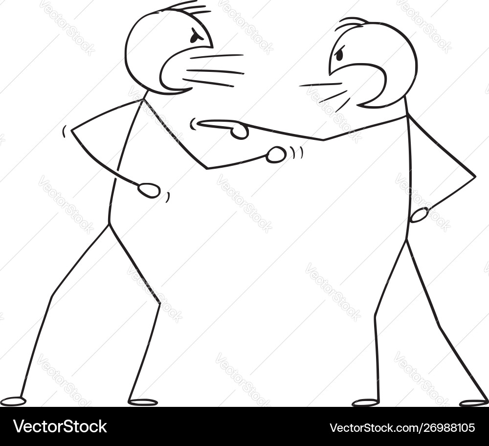 Cartoon two angry men arguing or fighting Vector Image