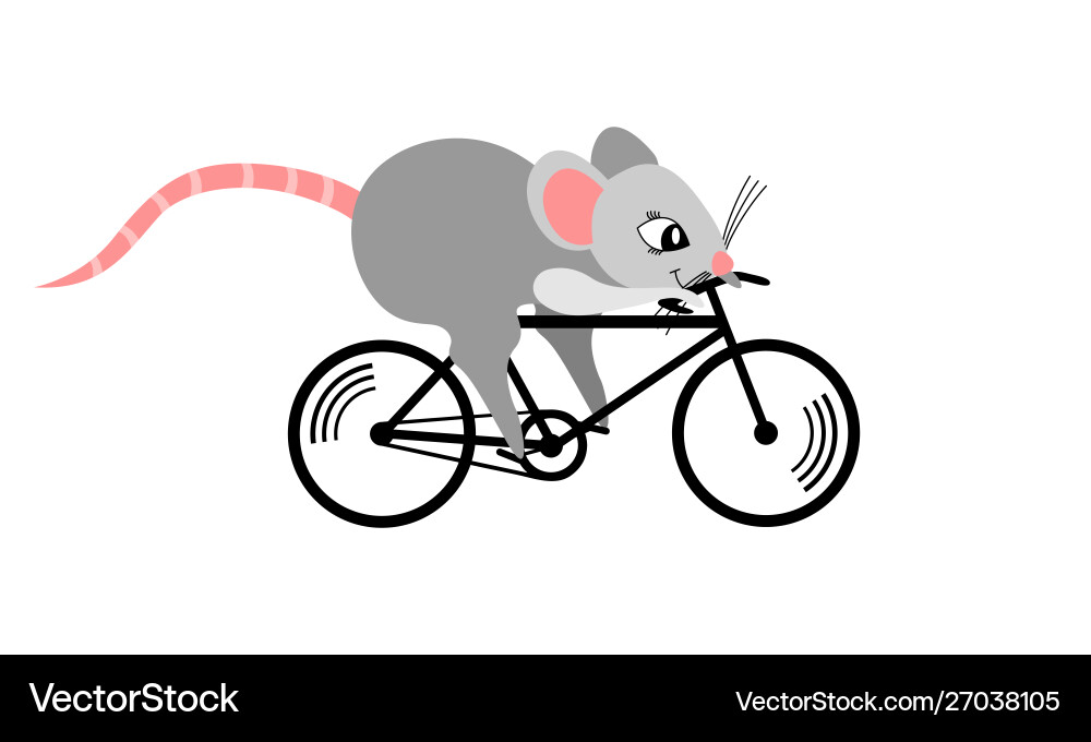 Cute cartoon rat riding a bicycle Royalty Free Vector Image