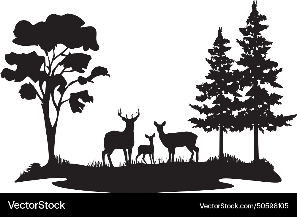Deer and trees Royalty Free Vector Image - VectorStock