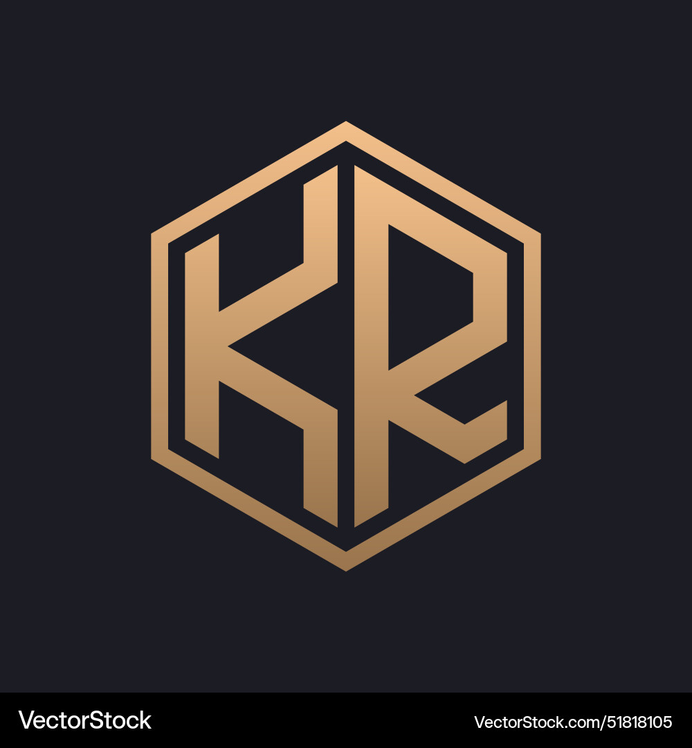 Elegant hexagon letter kr logo design initial Vector Image