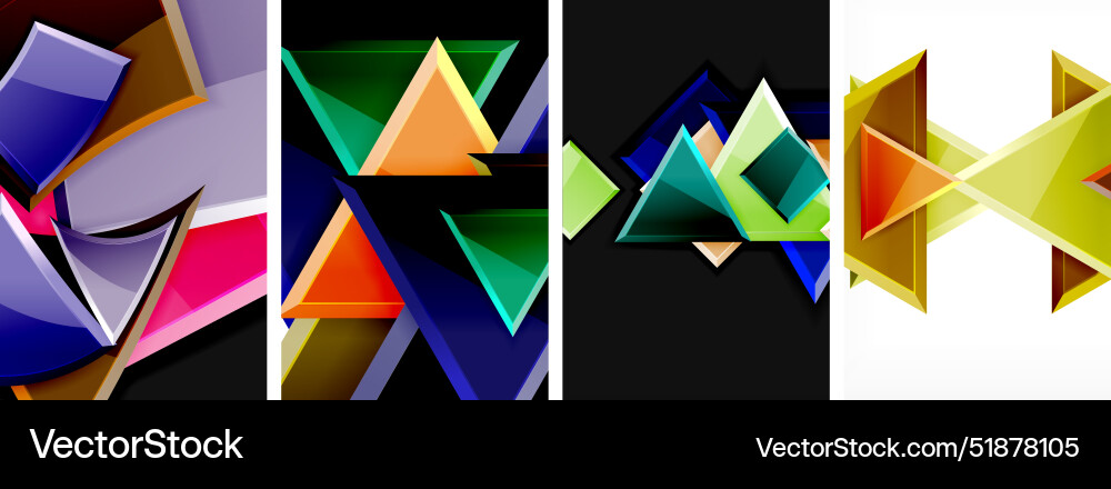Glossy triangles geometric poster set for Vector Image