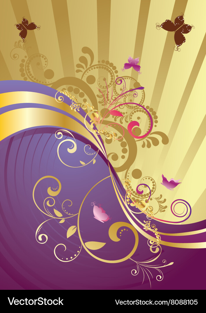 Golden floral background Royalty Free Vector Image