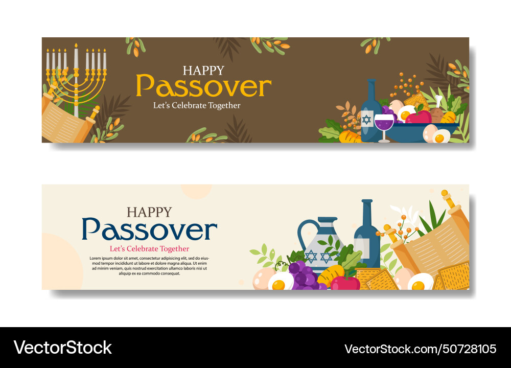 Happy passover horizontal banner collection Vector Image