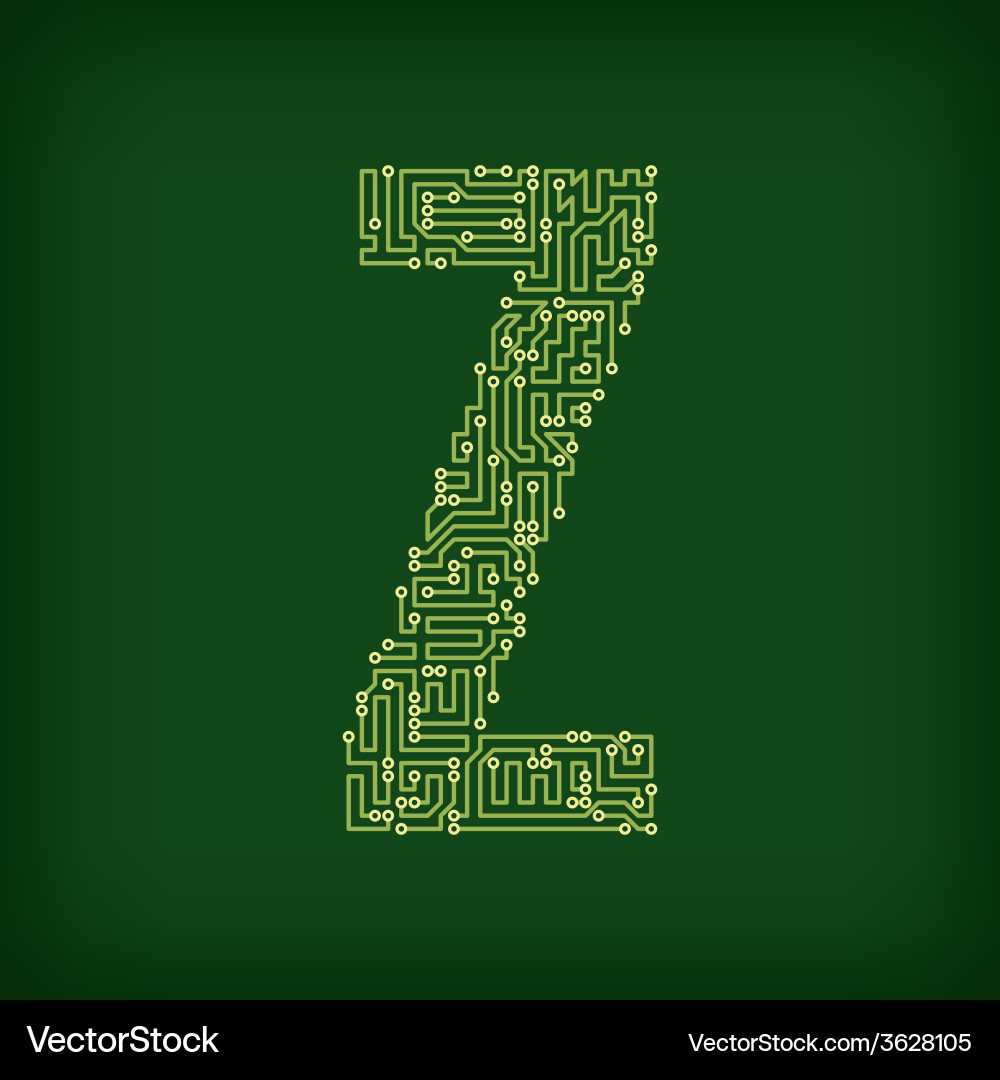 Pcb letter and digits Royalty Free Vector Image