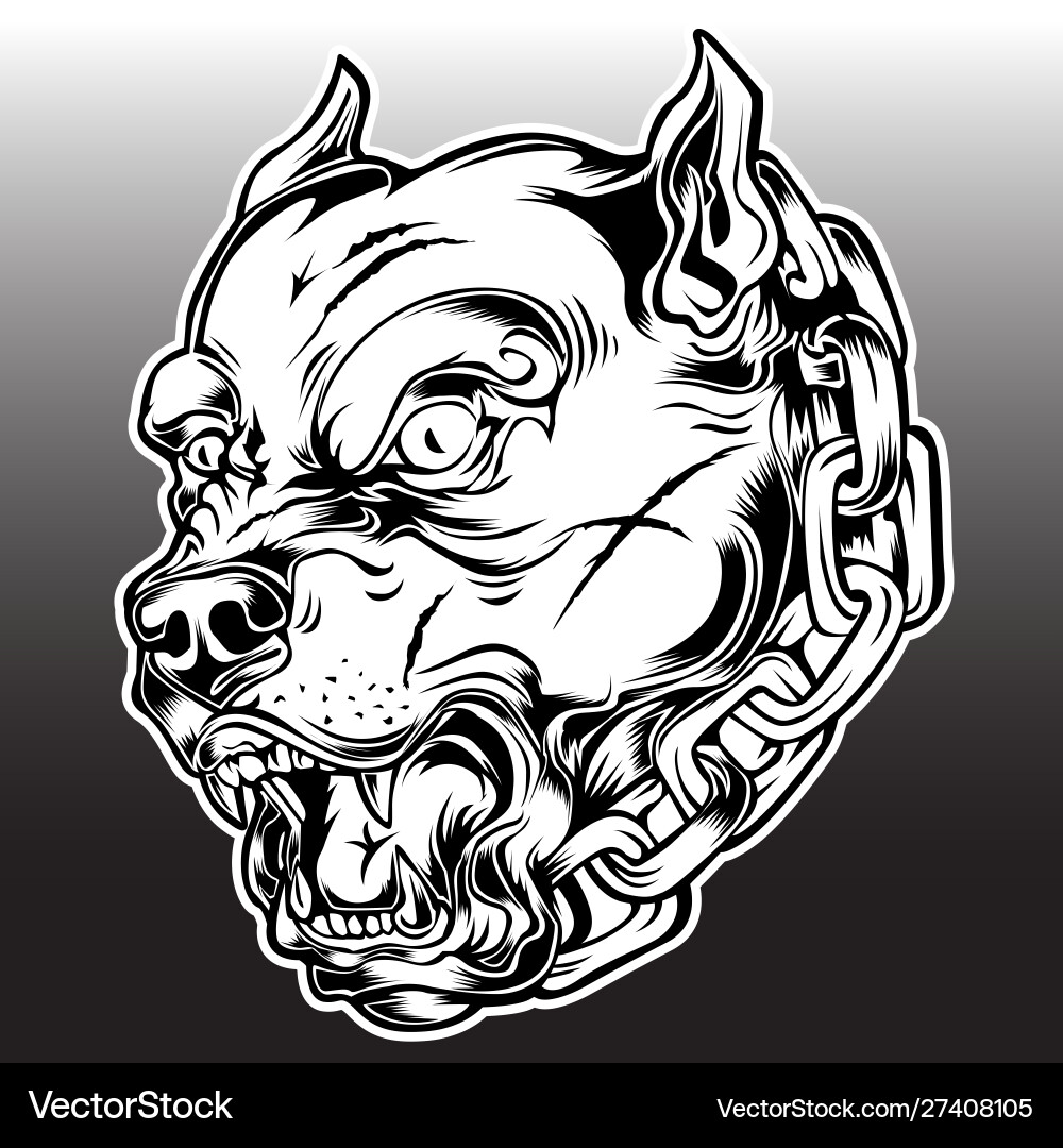 Pitbull angry dog black Royalty Free Vector Image