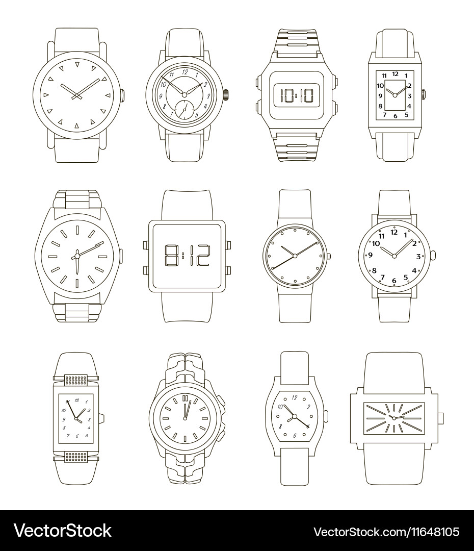 Set of watches Royalty Free Vector Image - VectorStock