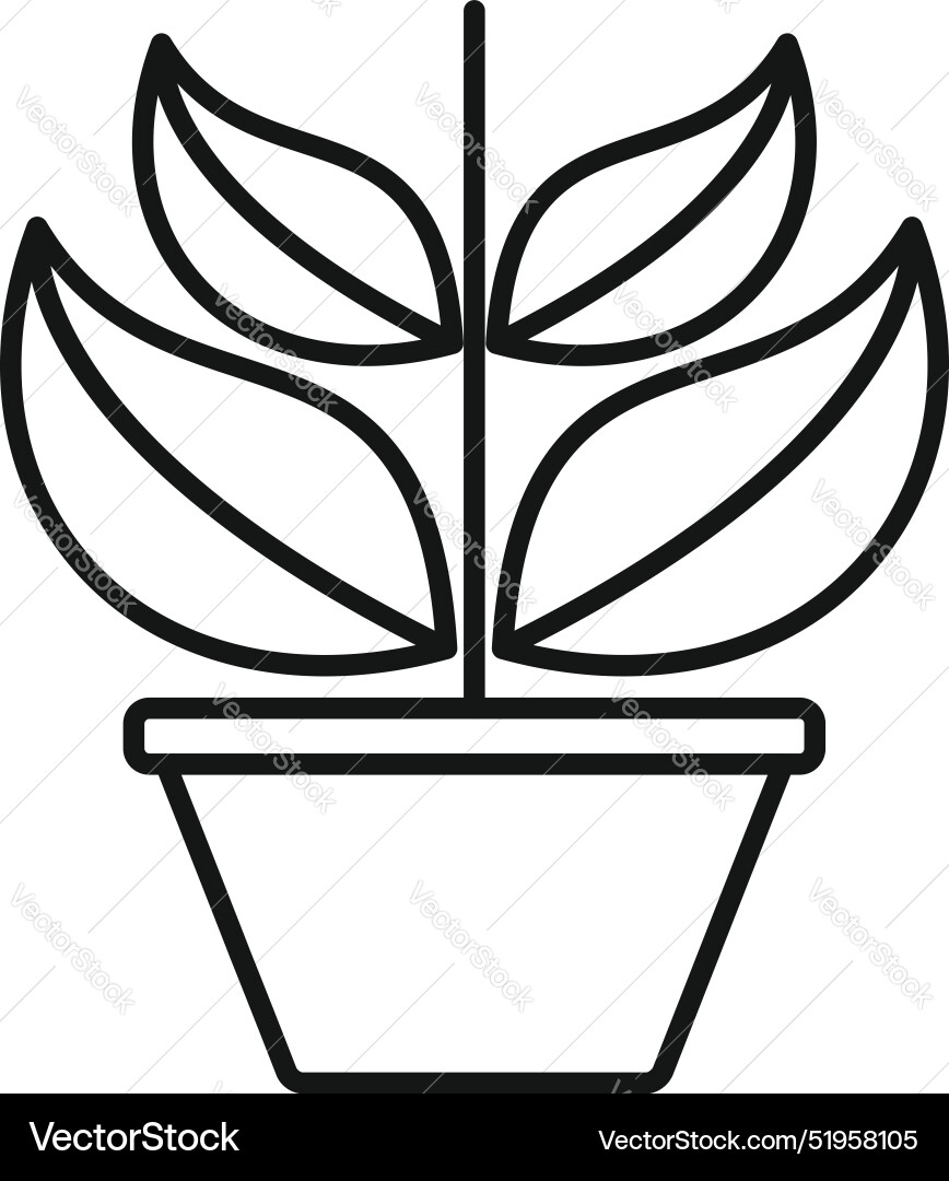 Simple black line art a plant with Royalty Free Vector Image