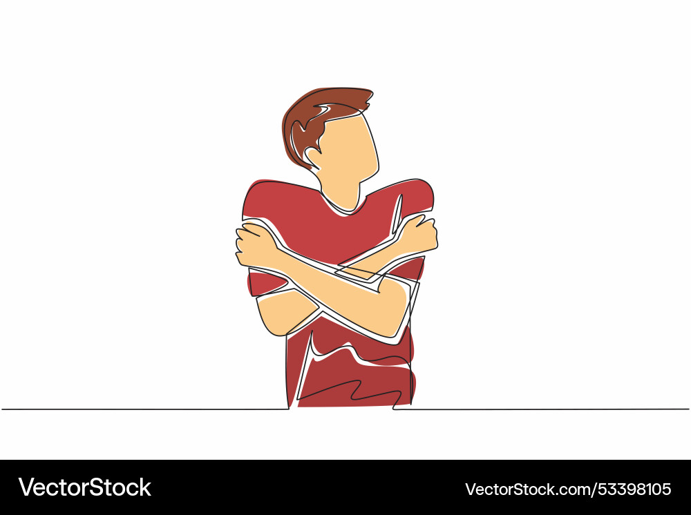 Single continuous line drawing teenage boy Vector Image