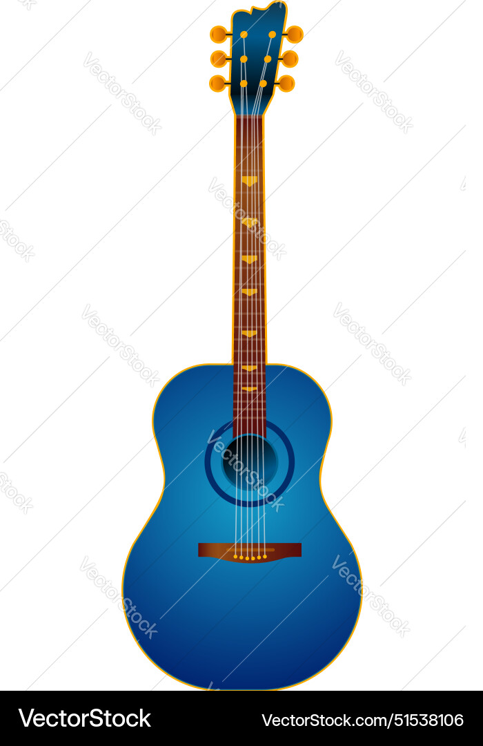 Blue acoustic guitar isolated on white Royalty Free Vector