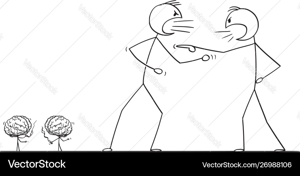 Cartoon two angry men arguing or fighting Vector Image
