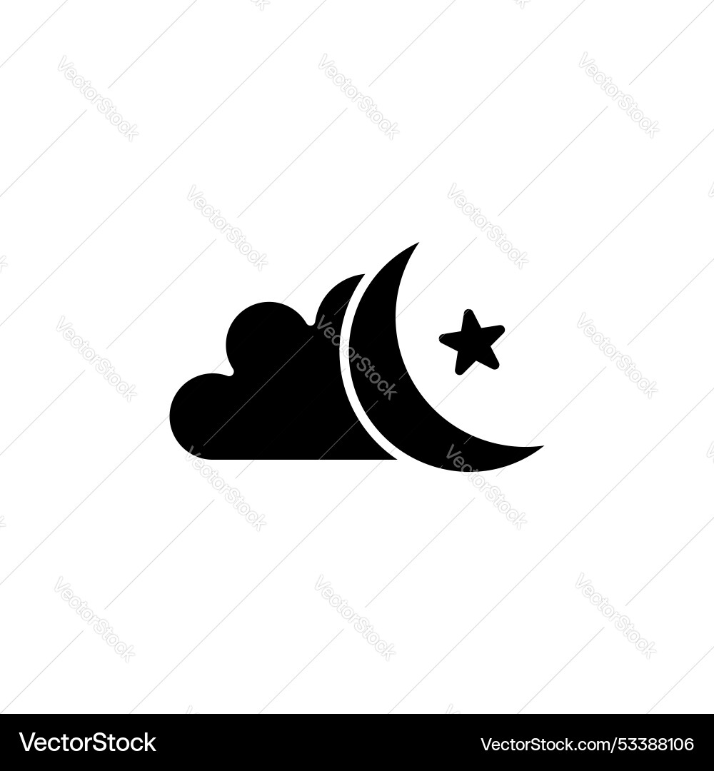 Cloud moon icon set night time symbol nighttime Vector Image