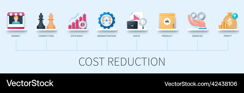Cost reduction web infographics in 3d style Vector Image