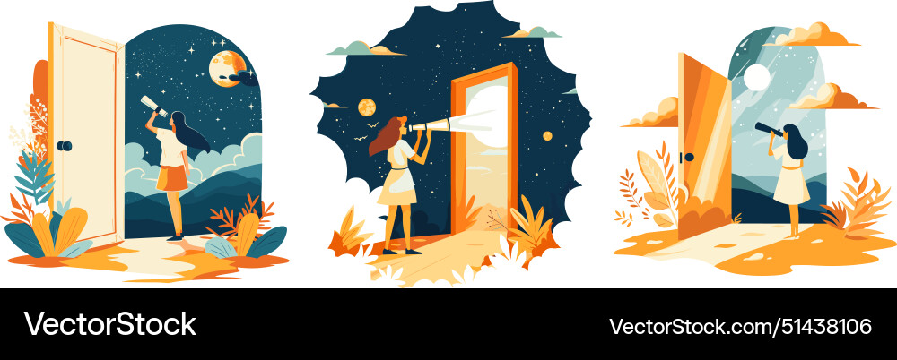 Future vision cartoon concepts girl Royalty Free Vector