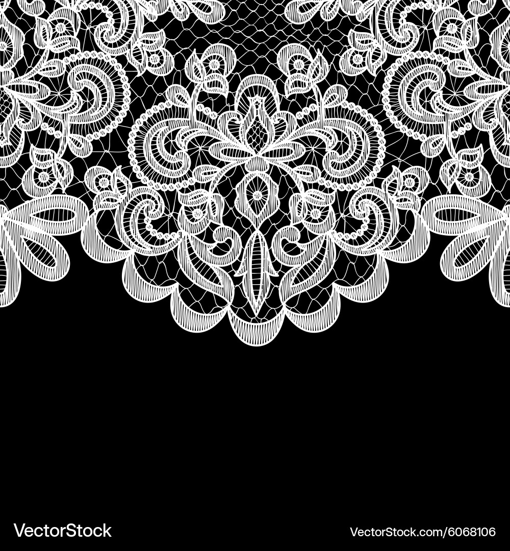 Lace border on black background Royalty Free Vector Image