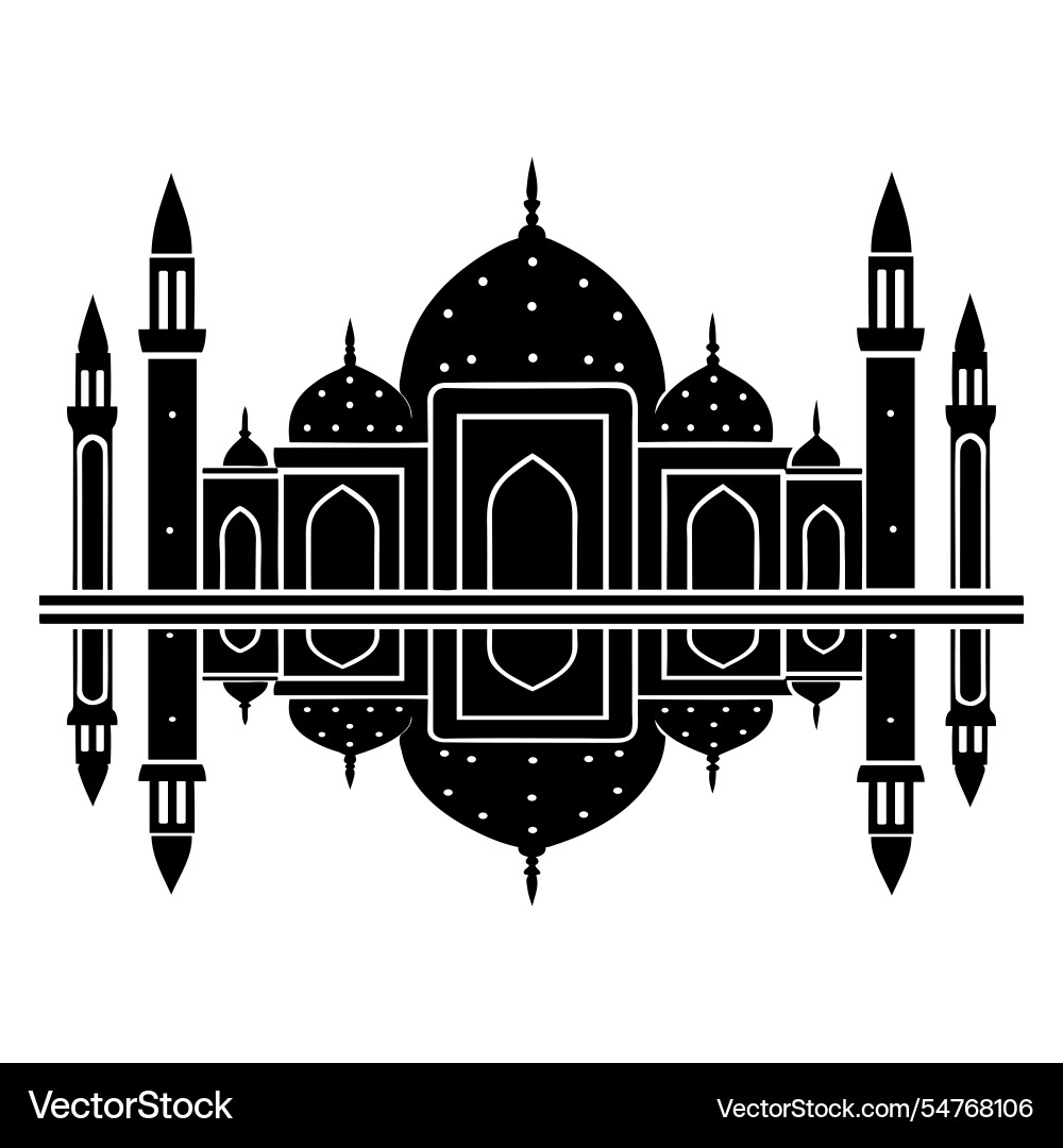 Minimalist mosque silhouette islamic architecture Vector Image