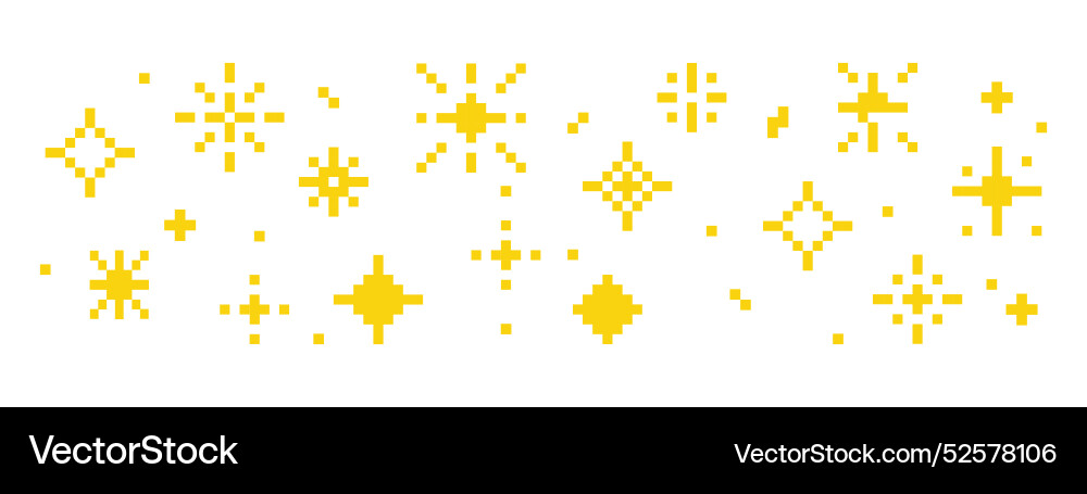 Pixel star retro 8 bit sparkle border seamless Vector Image