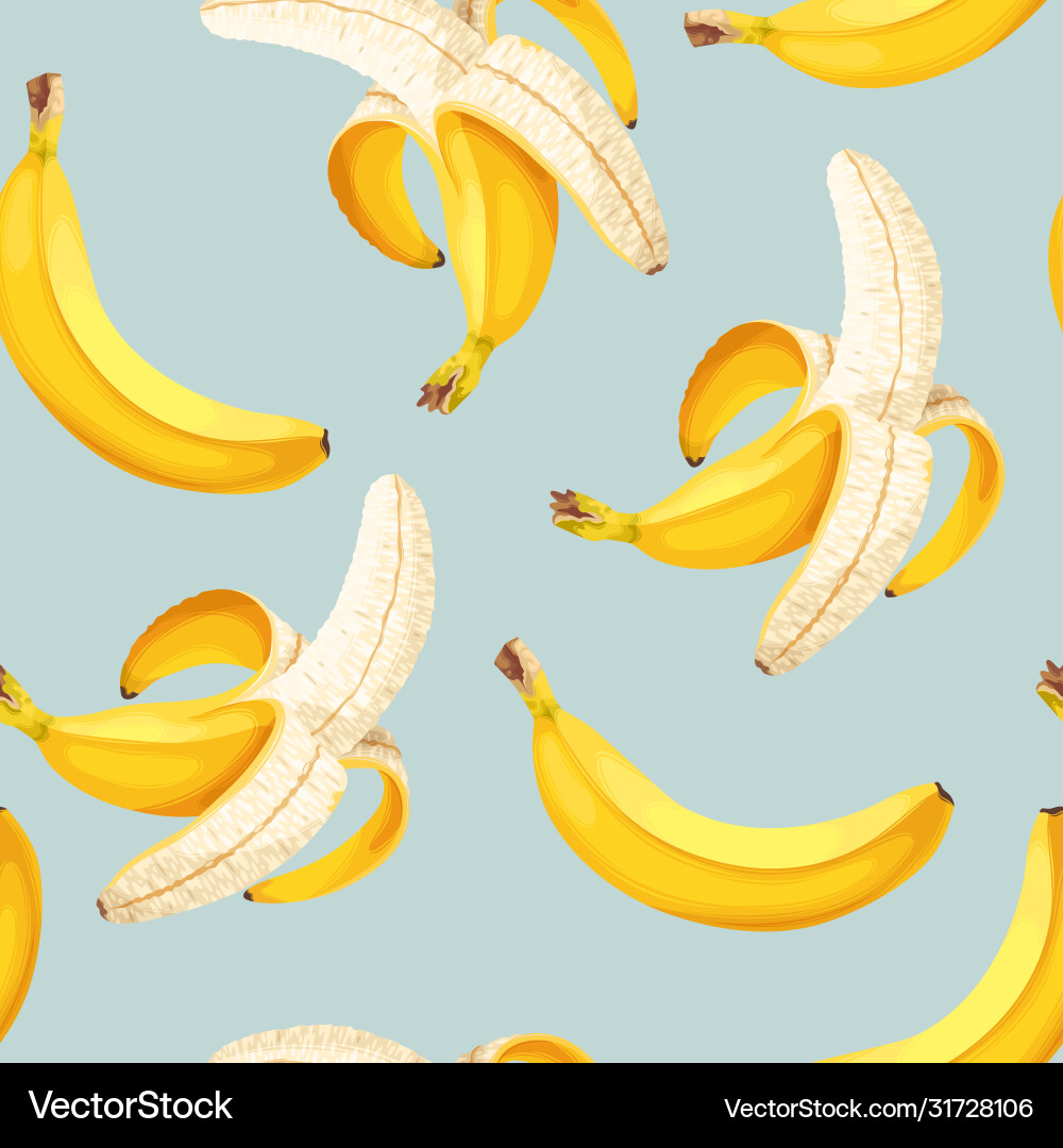 Seamless patterns with high detailed banana Vector Image