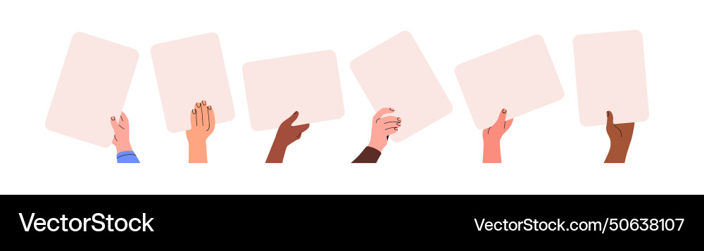Blank paper sheets in hands set holding sign Vector Image