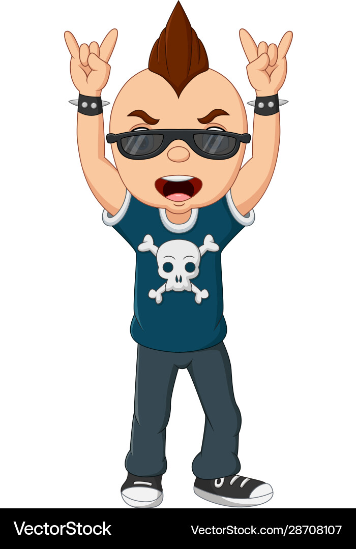 Cartoon punk boy with mohawk and sunglasses Vector Image