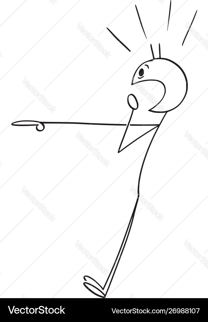 Cartoon shocked man pointing at something Vector Image