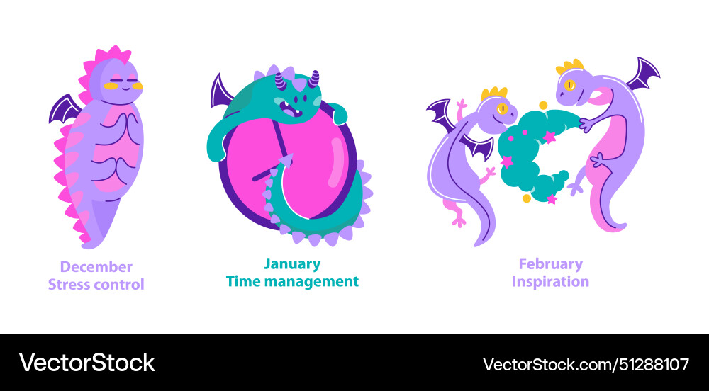 Dragon helpers trio Royalty Free Vector Image - VectorStock