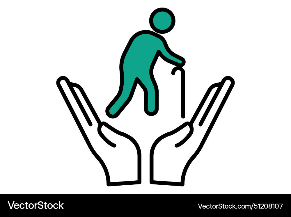 Insurance icon hand with elderly related Vector Image