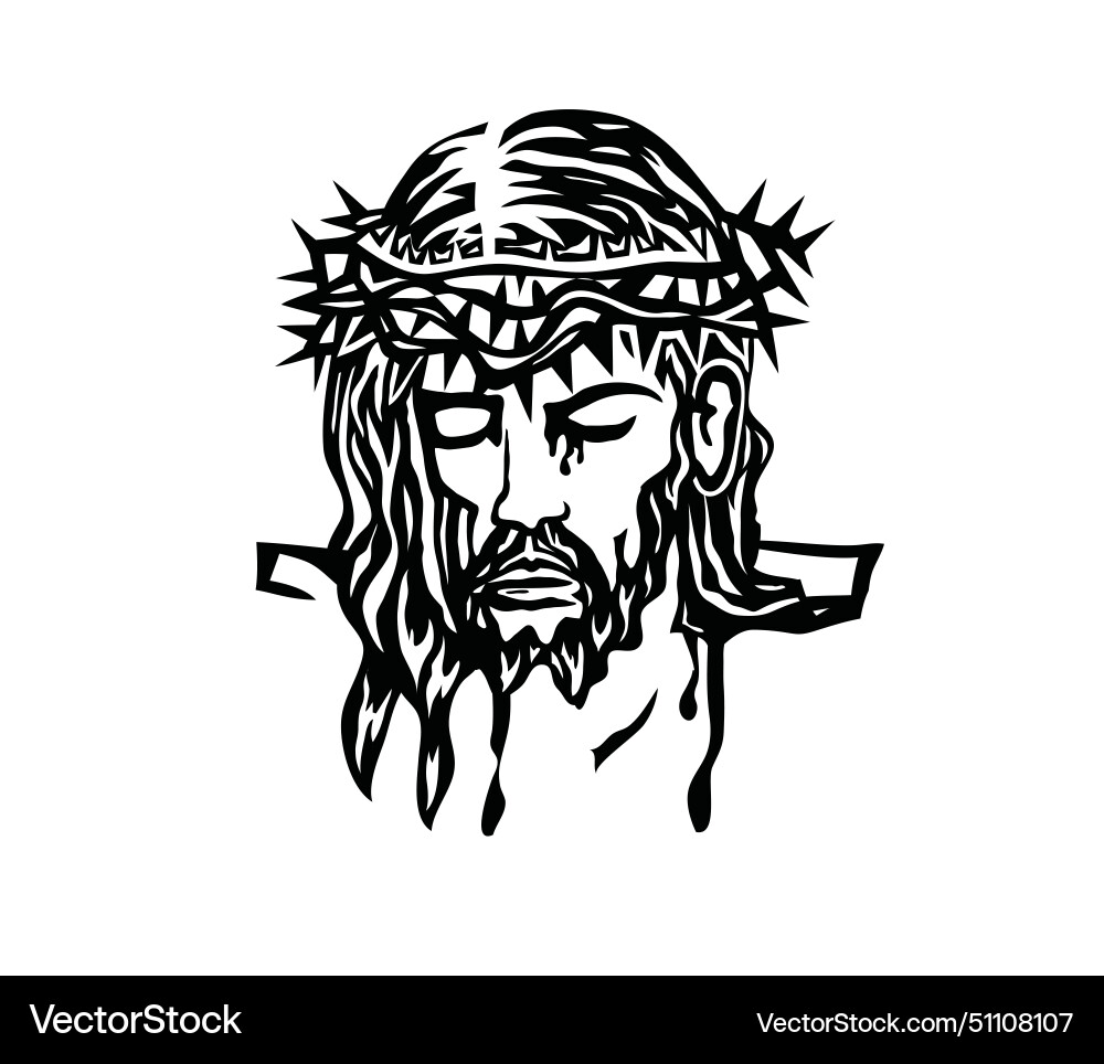 Jesus face on the cross Royalty Free Vector Image