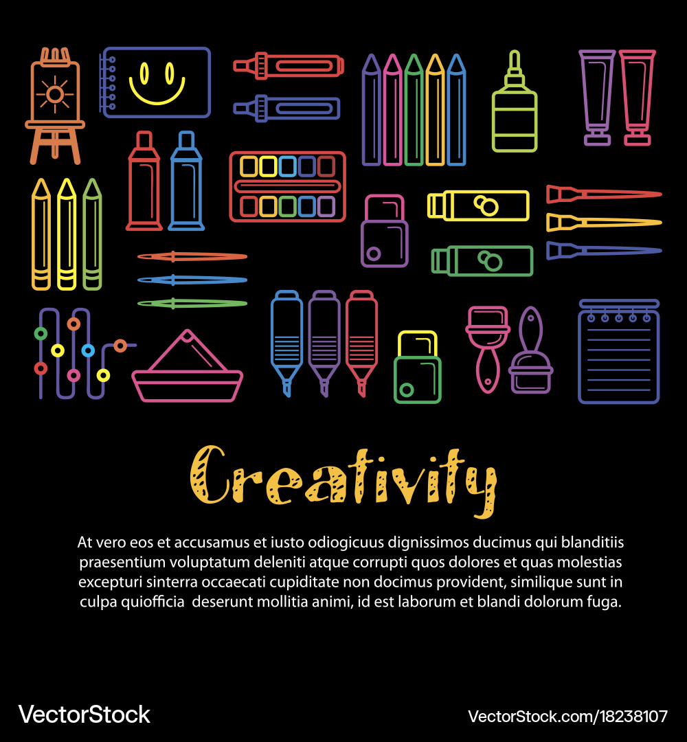 Kids creativity and art design poster Royalty Free Vector