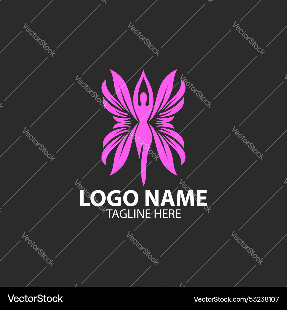Leaf winged angel logo design Royalty Free Vector Image