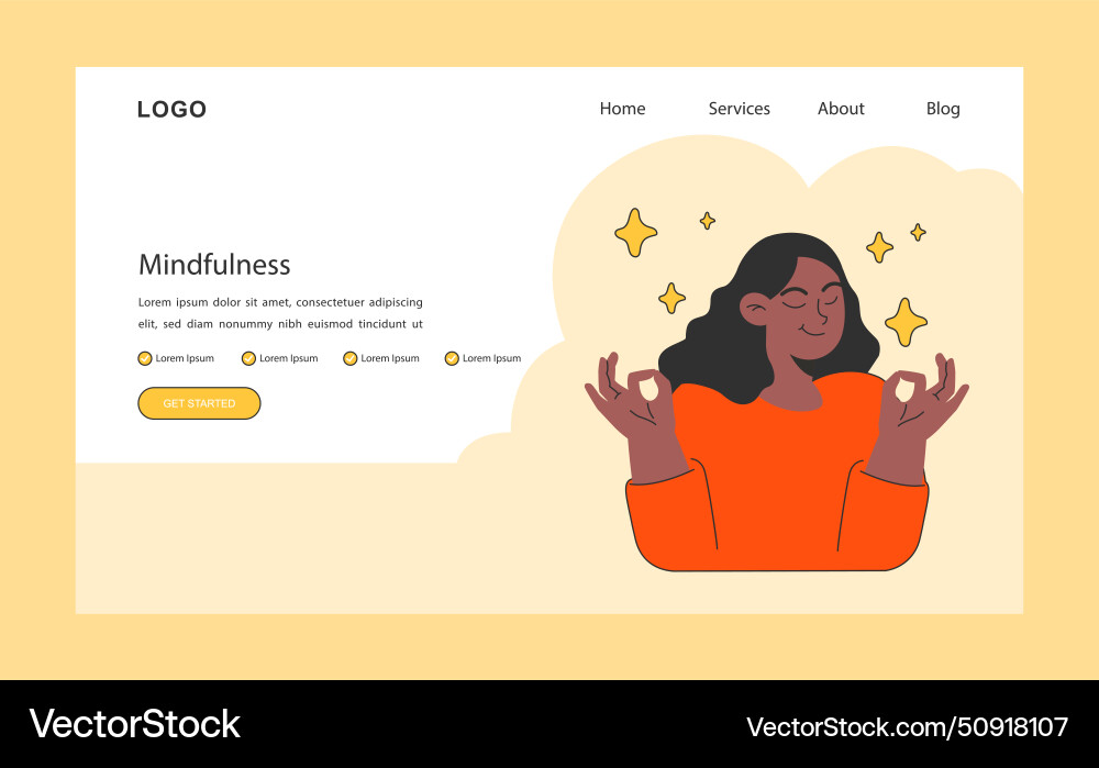 Mindfulness web banner or landing page emotional Vector Image