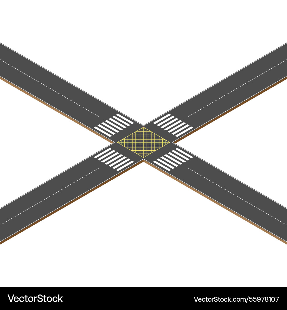 Multi crossroad section flat Royalty Free Vector Image