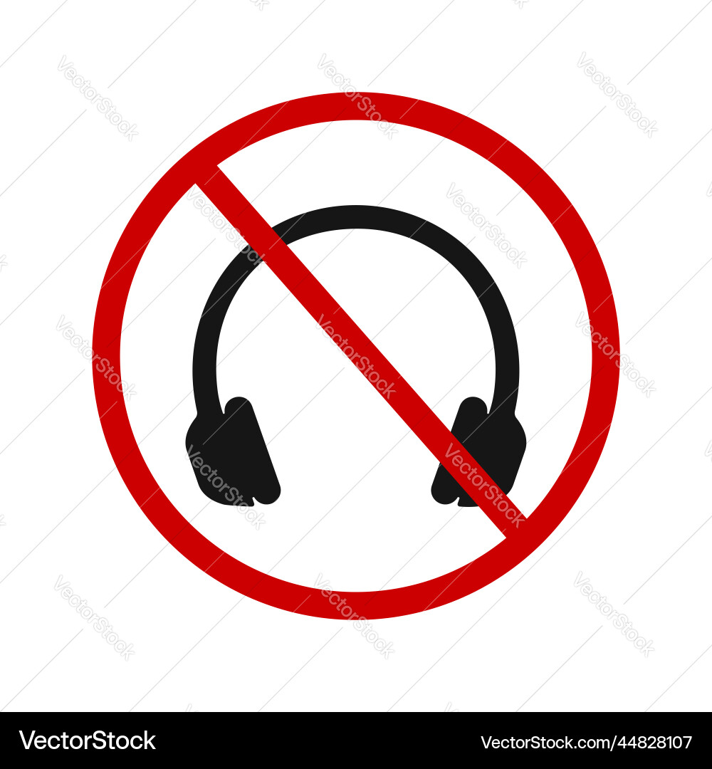 No headphones allowed icon earphones prohibited Vector Image