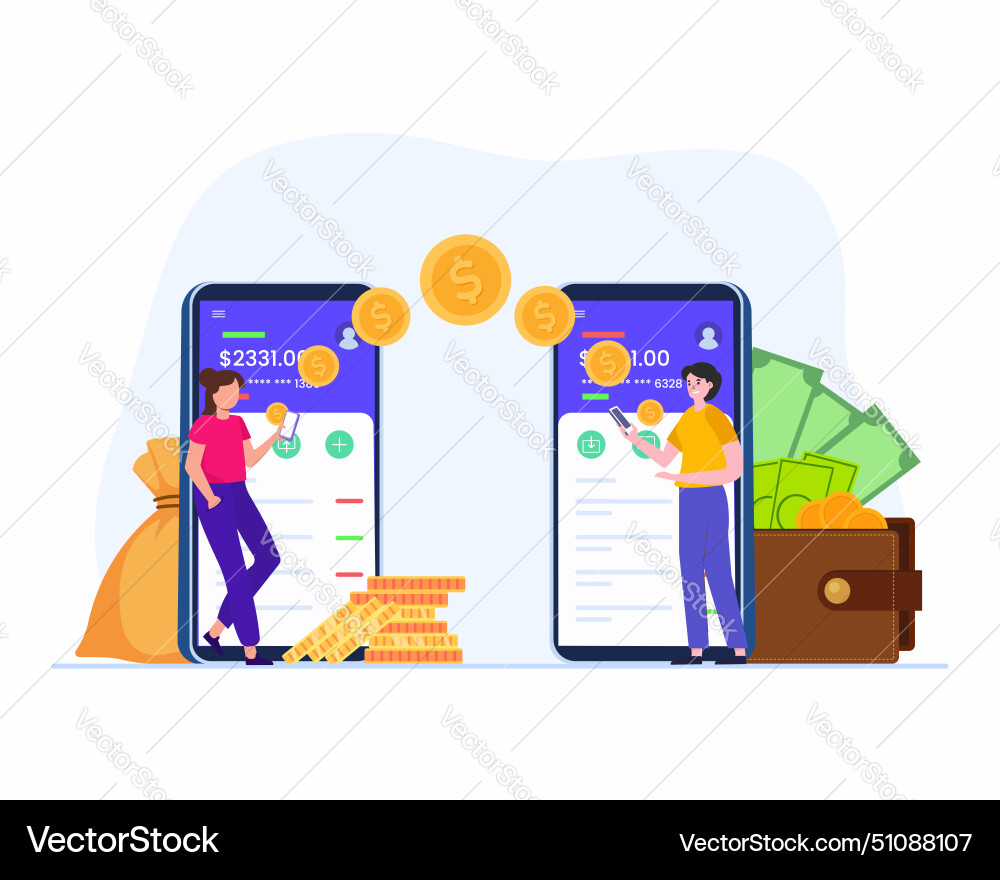 Online secure money transfer gateway net banking Vector Image