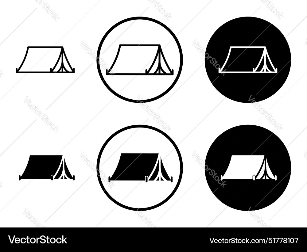 Tent icon set black filled and outlined style Vector Image