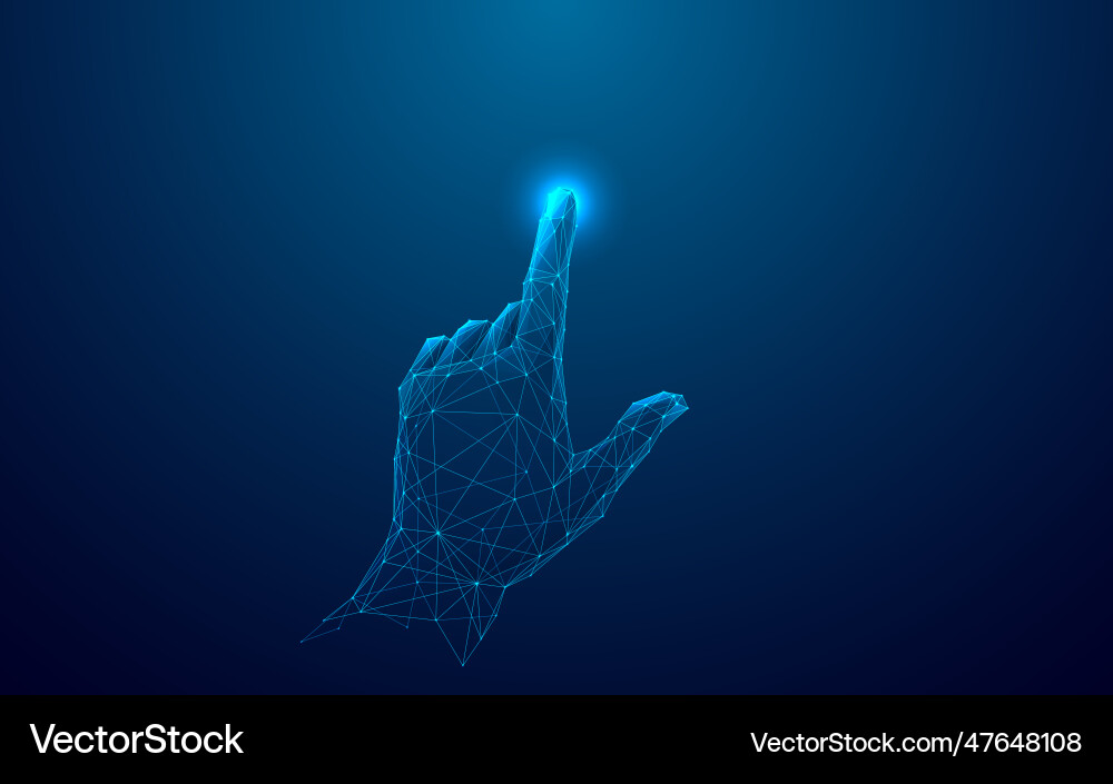 Abstract digital human hand touching on glowing Vector Image