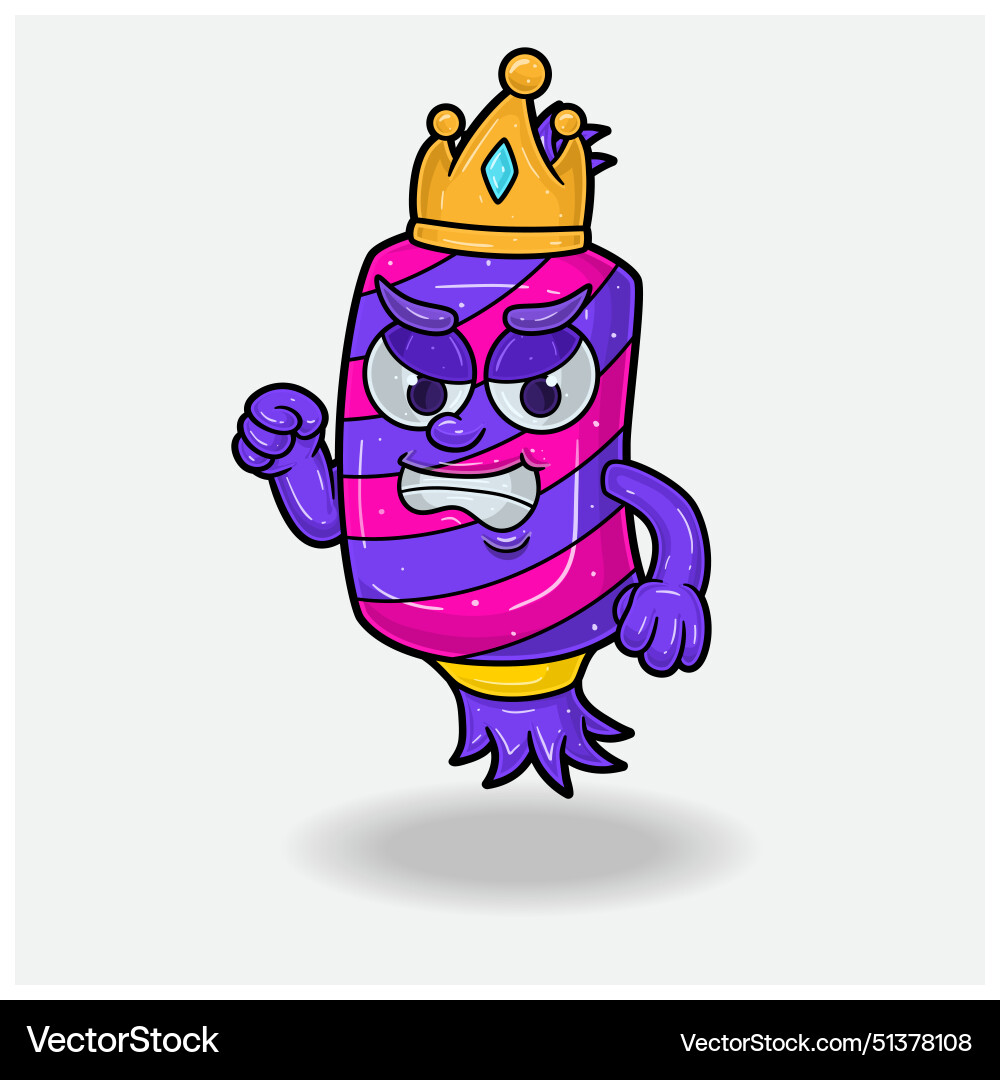 Candy mascot cartoon with angry expression Vector Image