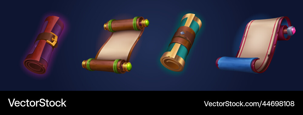 Cartoon parchment rolls blank scrolls and banners Vector Image