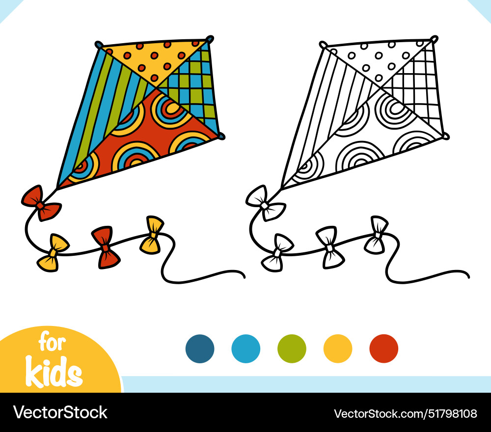 Coloring book for kids kite Royalty Free Vector Image