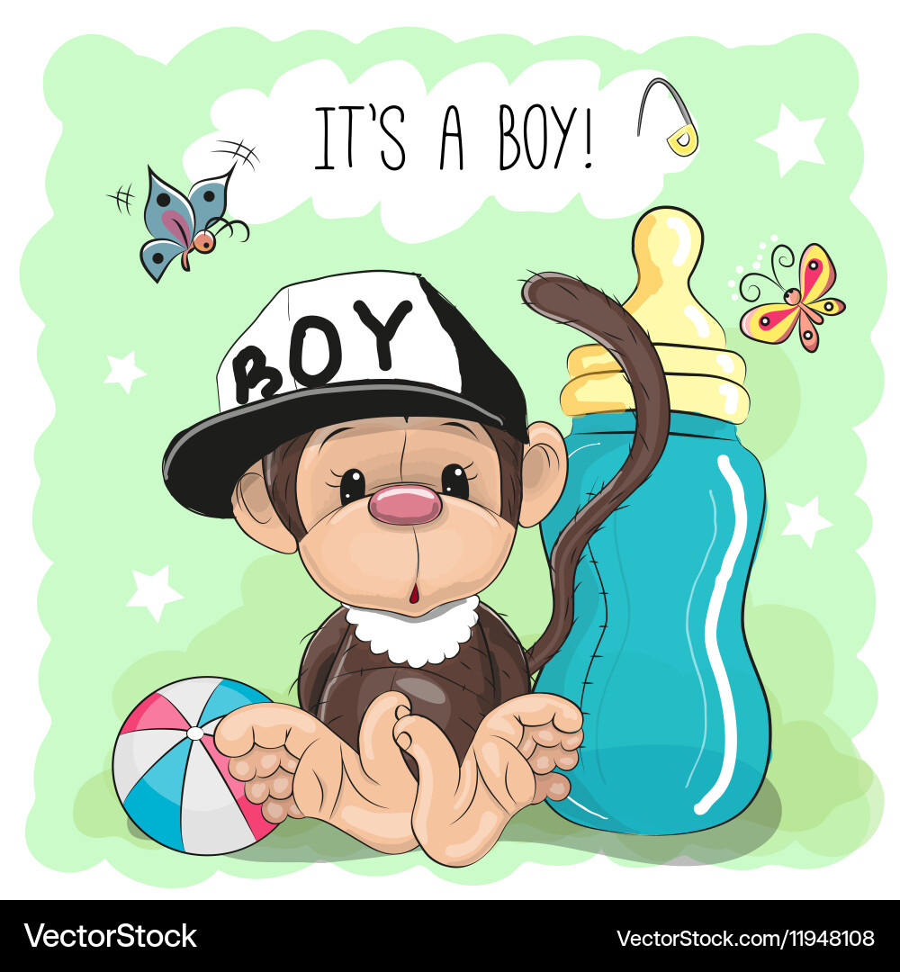 Cute cartoon monkey boy Royalty Free Vector Image