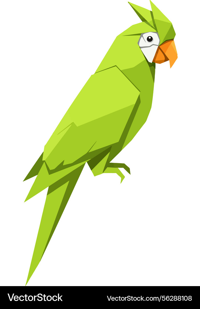 Green parrot with orange beak and crest perched Vector Image
