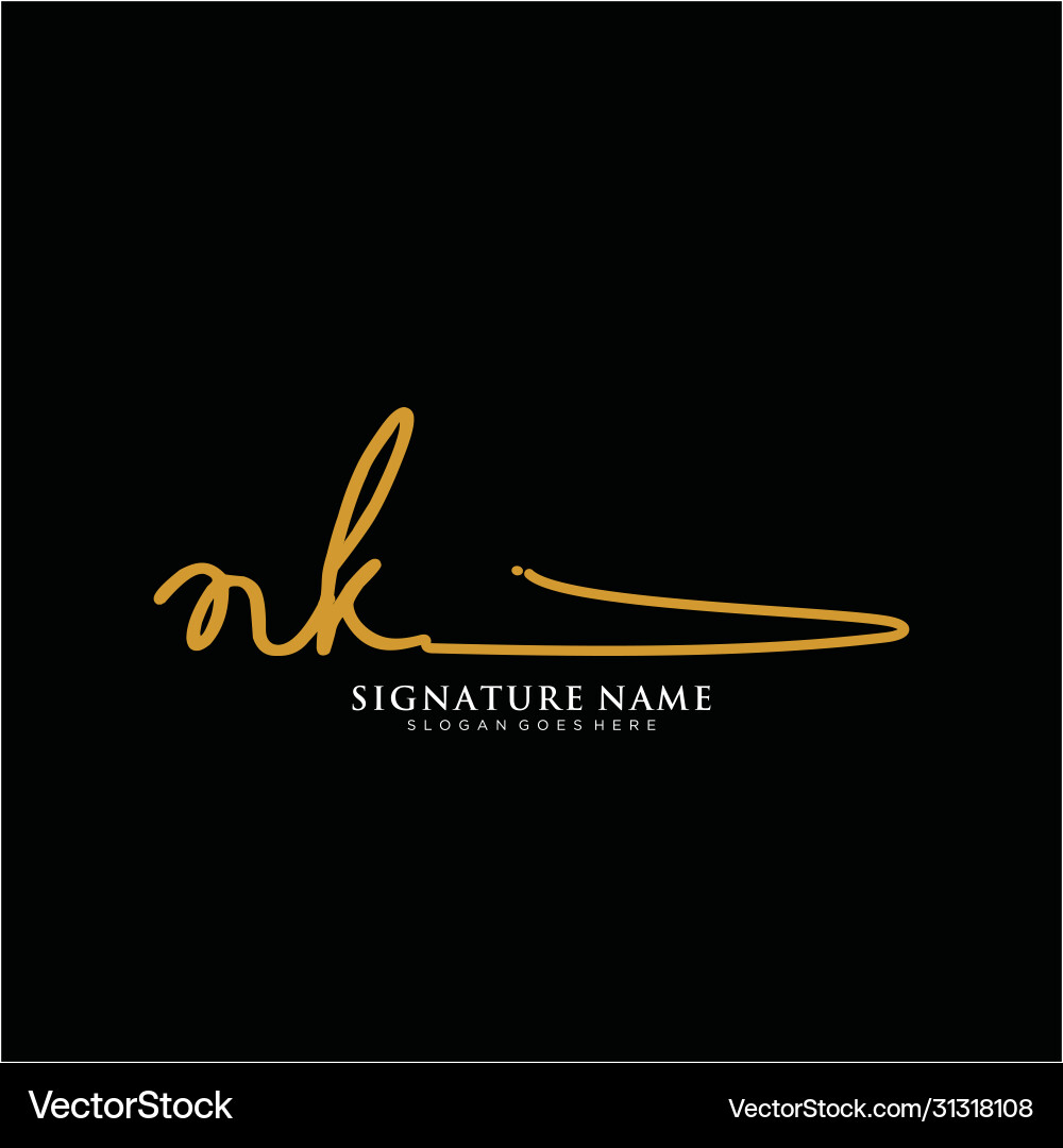 Letter nk signature logo template Royalty Free Vector Image
