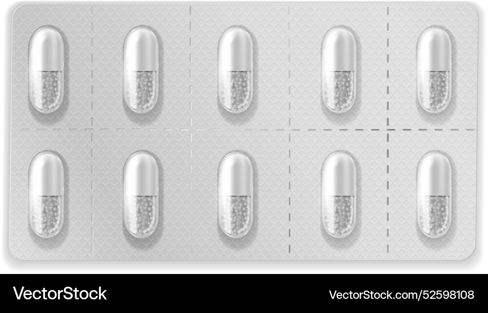 Medical pill packaging displaying capsules ready Vector Image