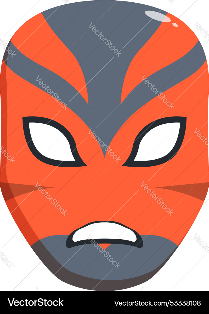 Orange and grey luchador mask making a determined Vector Image