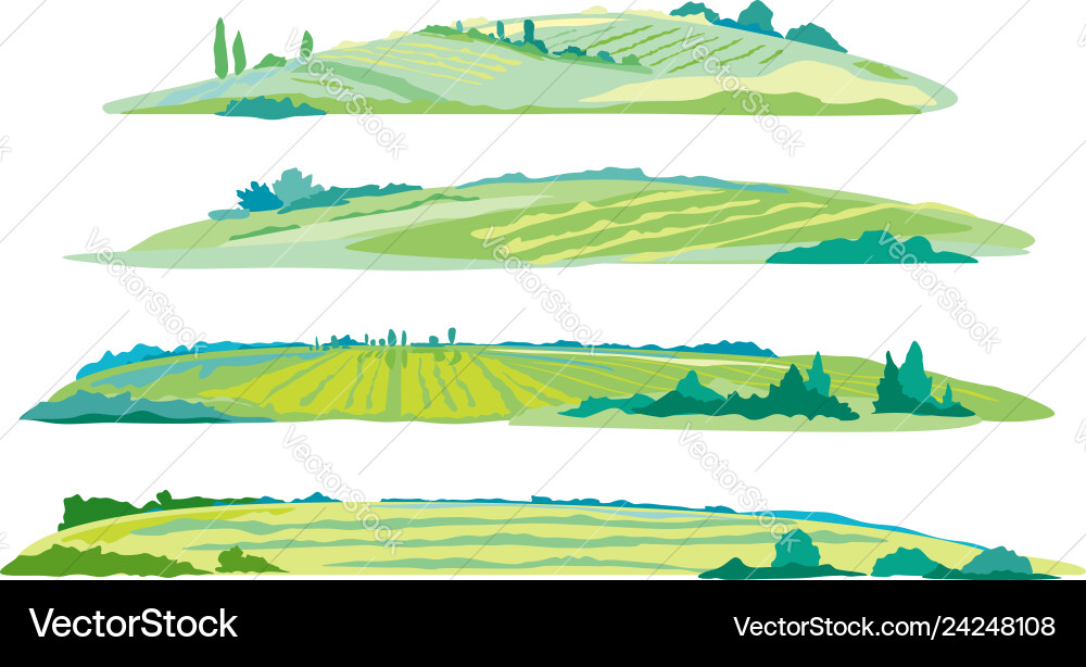 Set of agricultural fields isolated Royalty Free Vector
