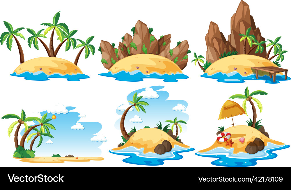 A set of paradise island Royalty Free Vector Image