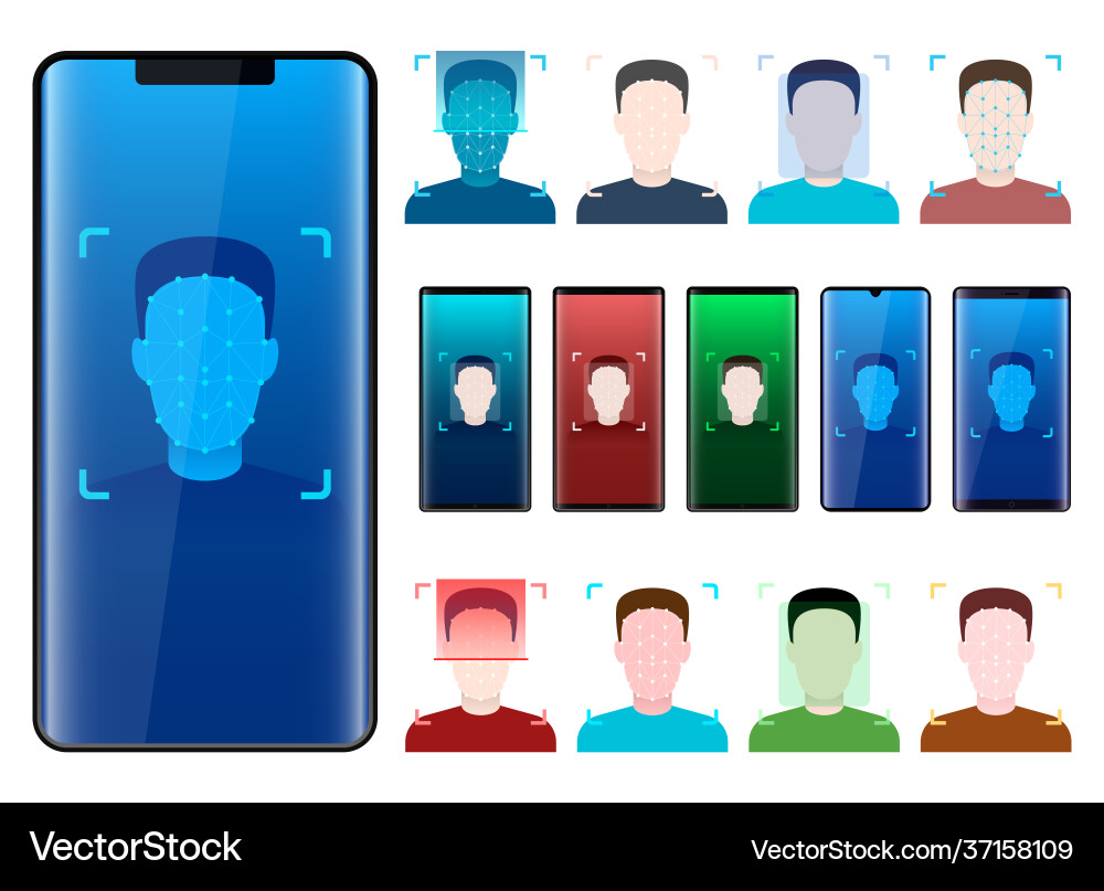 Face verification unlock design isolated on white Vector Image