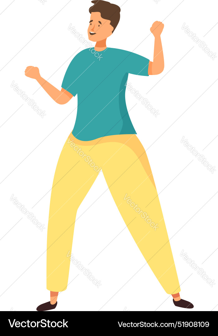Happy young man celebrating success with arms Vector Image