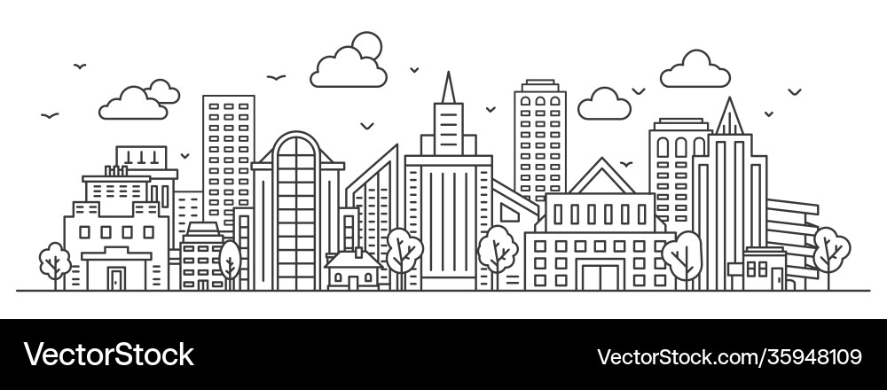 Line city landscape urban panorama Royalty Free Vector Image