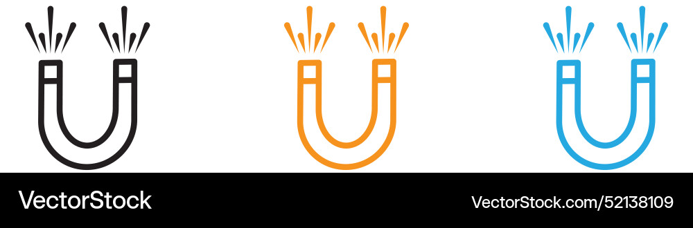 Magnet with power logo set collection for web app Vector Image